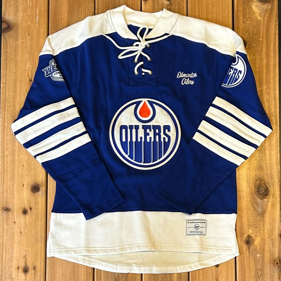 Edmonton Oilers NHL Golden Age Sweep Check Eternal Lacer Sweater – The ...