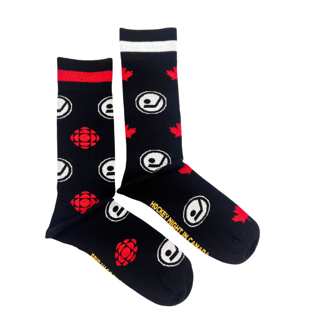 Friday Sock Co. Men's Black CBC Hockey Night in Canada Logos Socks ...