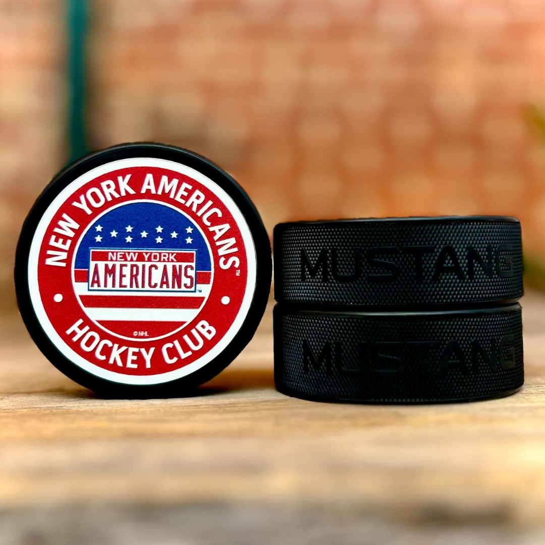New York Americans Red Vintage Textured Puck – The Sport Gallery