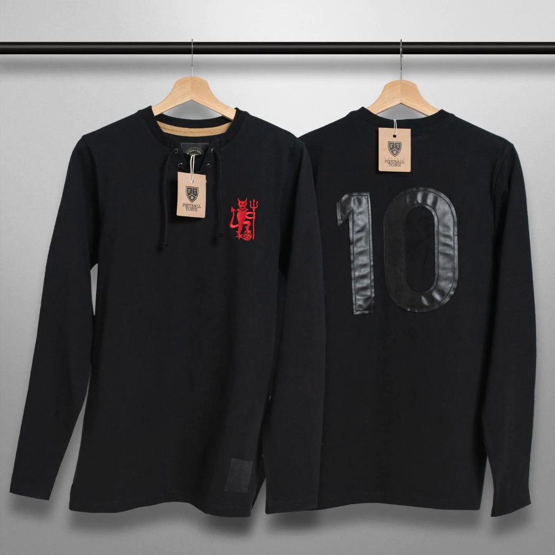 Football Town's "The Devil 10" Black Soccer-Inspired Retro Long Sleeve ...