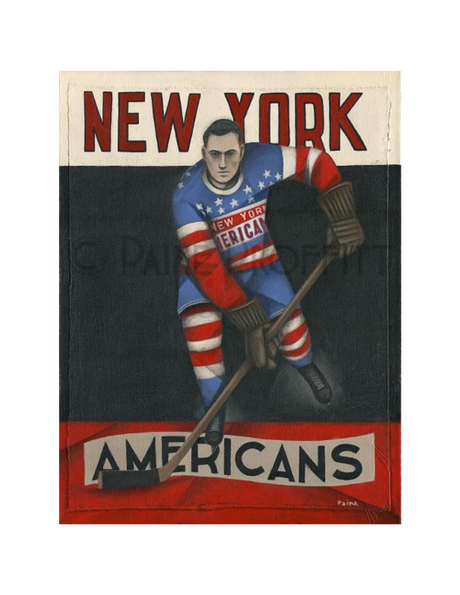 Paine Proffitt 1-of-1 New York Americans Painting – The Sport Gallery